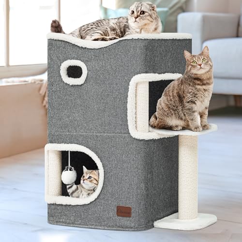 YITAHOME 2-Tier Cat House, Indoor Cat Cave Bed Playhouse, Cat Tunnels ...