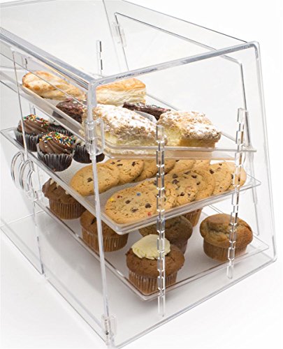Clear Acrylic Pastry Case with 3 Removable Trays, Front and Rear Doors ...