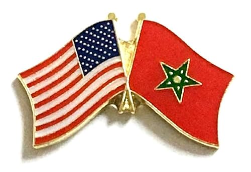 Morocco Friendship Double Flag Lapel Pin US Crossed Emblem Tie and Hat ...