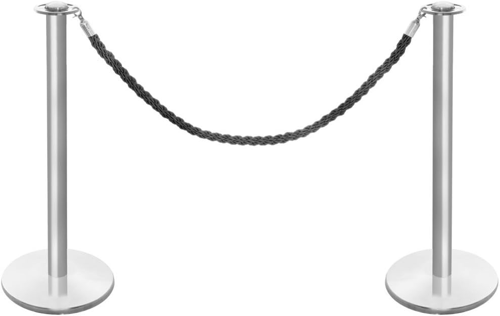 Shopfitting Warehouse Brushed Stainless Steel Barrier Posts & Black ...