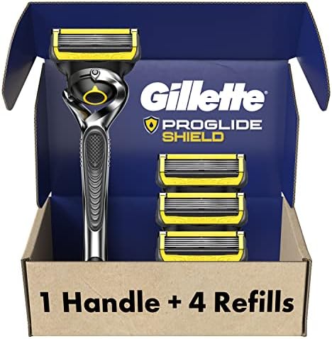 Gillette ProGlide Shield Razor for Men, 1 Gillette Razor, 4 Razor Blade ...