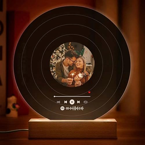Spotify Vinyl Record Night Light Plaque Custom with Photo Customized ...