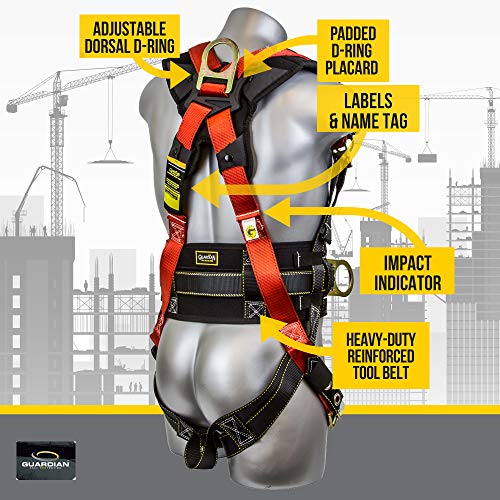 Guardian Fall Protection 11173 M-L Seraph Construction Harness with ...