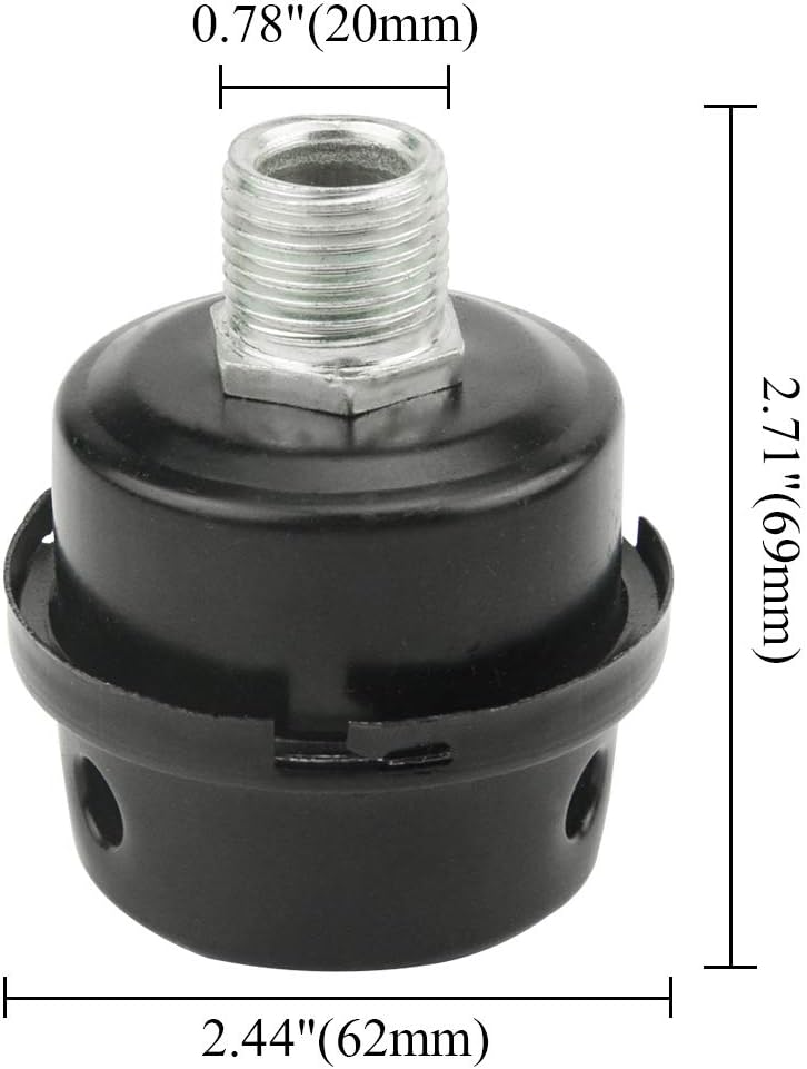 WMYCONGCONG 2 PCS 1/2″PT 20mm Air Compressor Silencer Filter Metal Air ...