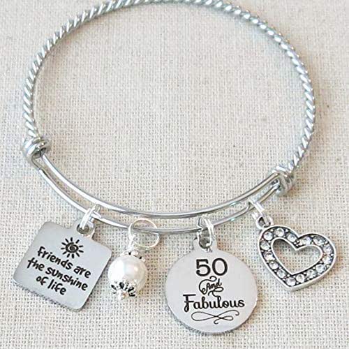 Amazon.com: 50th BIRTHDAY Friends are the Sunshine of Life Bangle ...