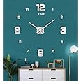 Amazon.com: SIEMOO 3D Frameless DIY Wall Clock, Large Wall Clock Kit 3D Mirror Number Stickers ...