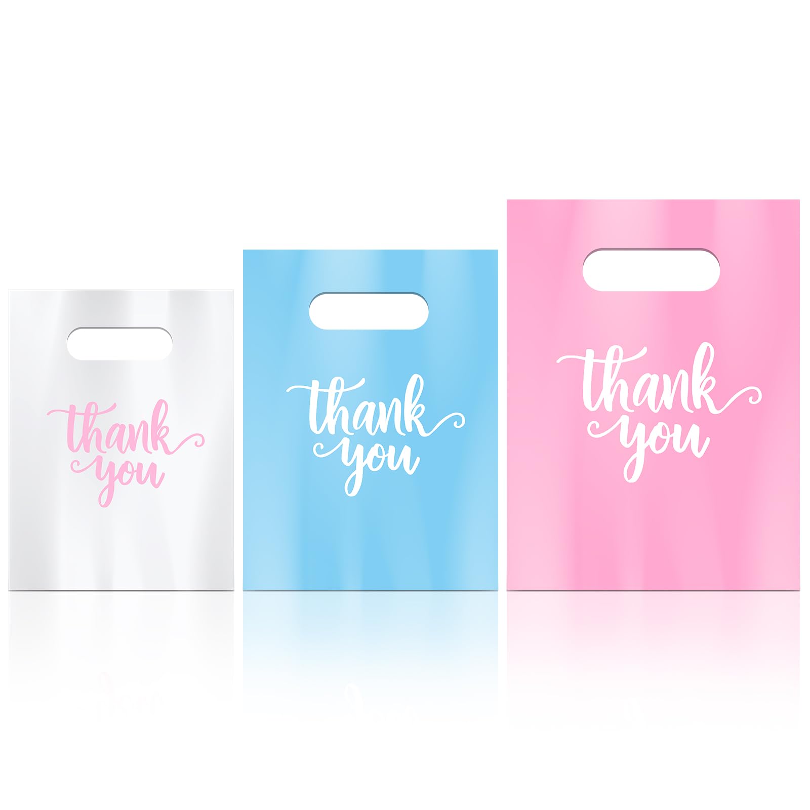 Eersida 20 Pcs Thank You Plastic Bags with Handles Die Cut Plastic ...