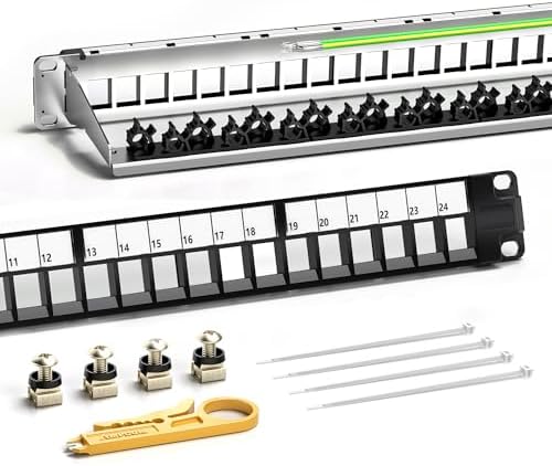 AMPCOM AMPCOM 24-Port 1U STP/UTP Blank Keystone Patch Panel, 19 inch ...
