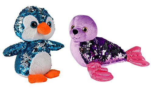 Sequinimals Sequin Penguin and Seal ~ Adorable Sequined Stuffed Animal ...