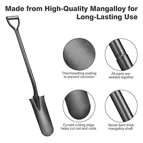 Finether Gardening Spade Shovel Narrow Spade with Tapered Head and D ...