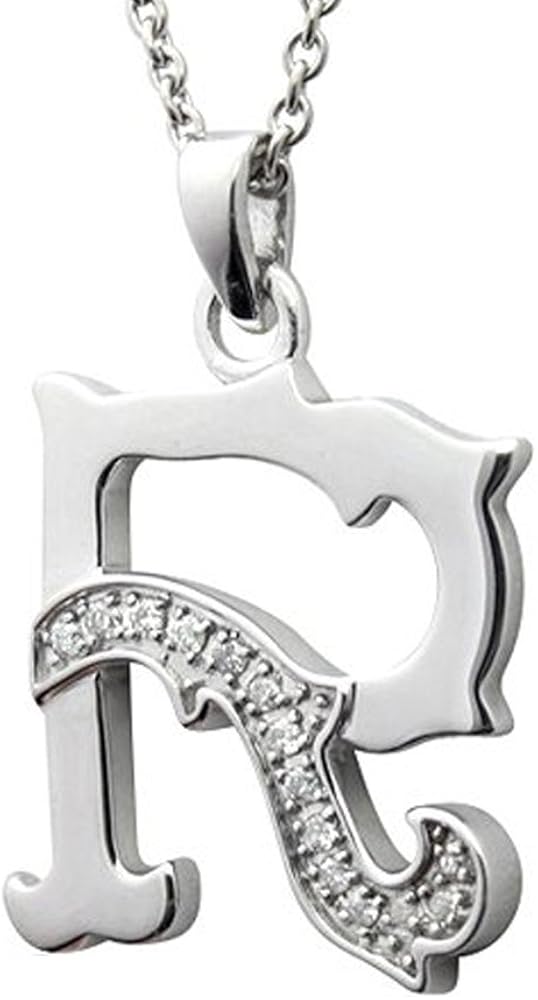 Men's Sterling Silver Alphabet Initial Letter R Diamond Pendant ...