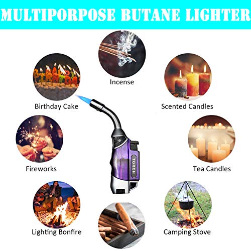 Yeuligo Torch Lighters, Butane Lighter with 360° Flexible Neck and Visible Window, Refillable ...