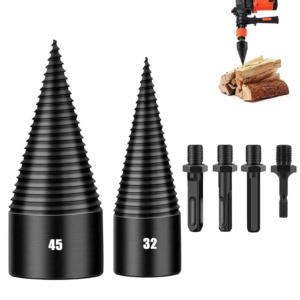 Firewood Log Splitter 45mm+32mm + 4 Handles (Square + Round + Hex Shank ...