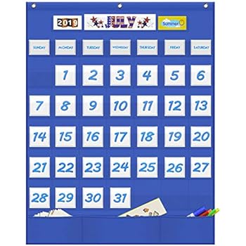 Amazon.com : Learning Resources Bilingual Monthly Calendar Pocket Chart ...