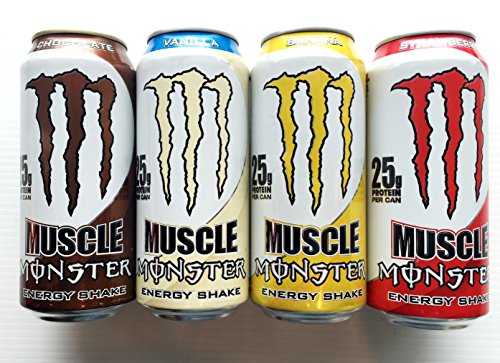 4 Pack Monster Muscle Energy Shake Variety Pack Chocolate Vanilla ...