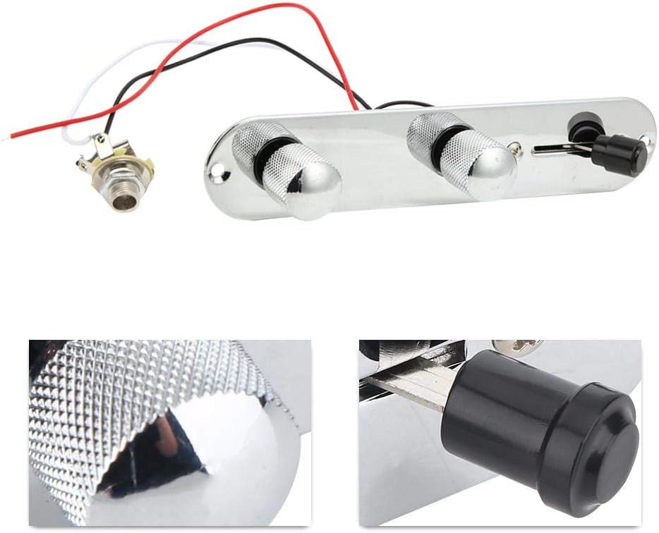 Tbest Telecaster Control Plate, 3 Way Switch Loaded Chrome Plated Metal ...