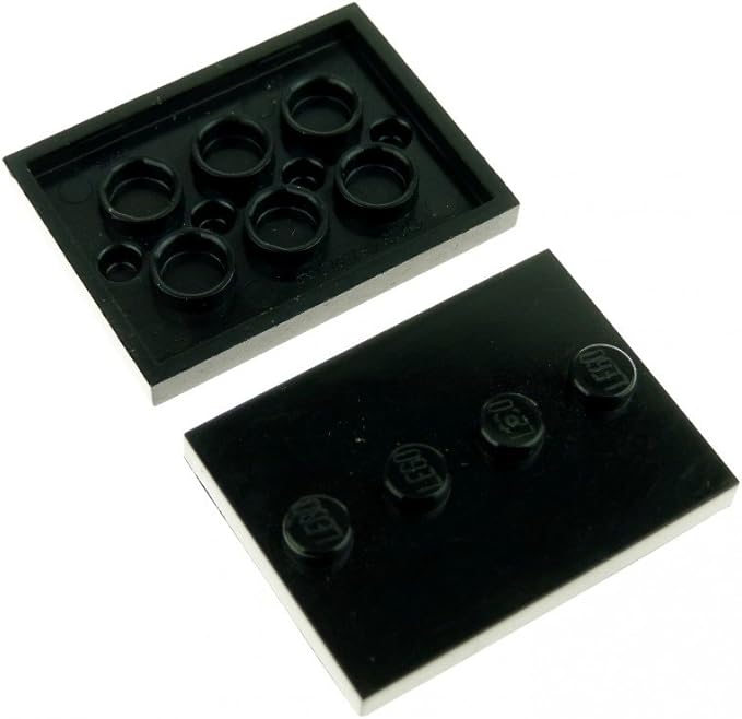 LEGO 2 x System Building Plate Black 3 x 4 Tile with 4 knobs in the ...