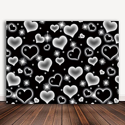 Bellimas Black Early 2000s Photo Backdrop Love Heart Star Vintage ...