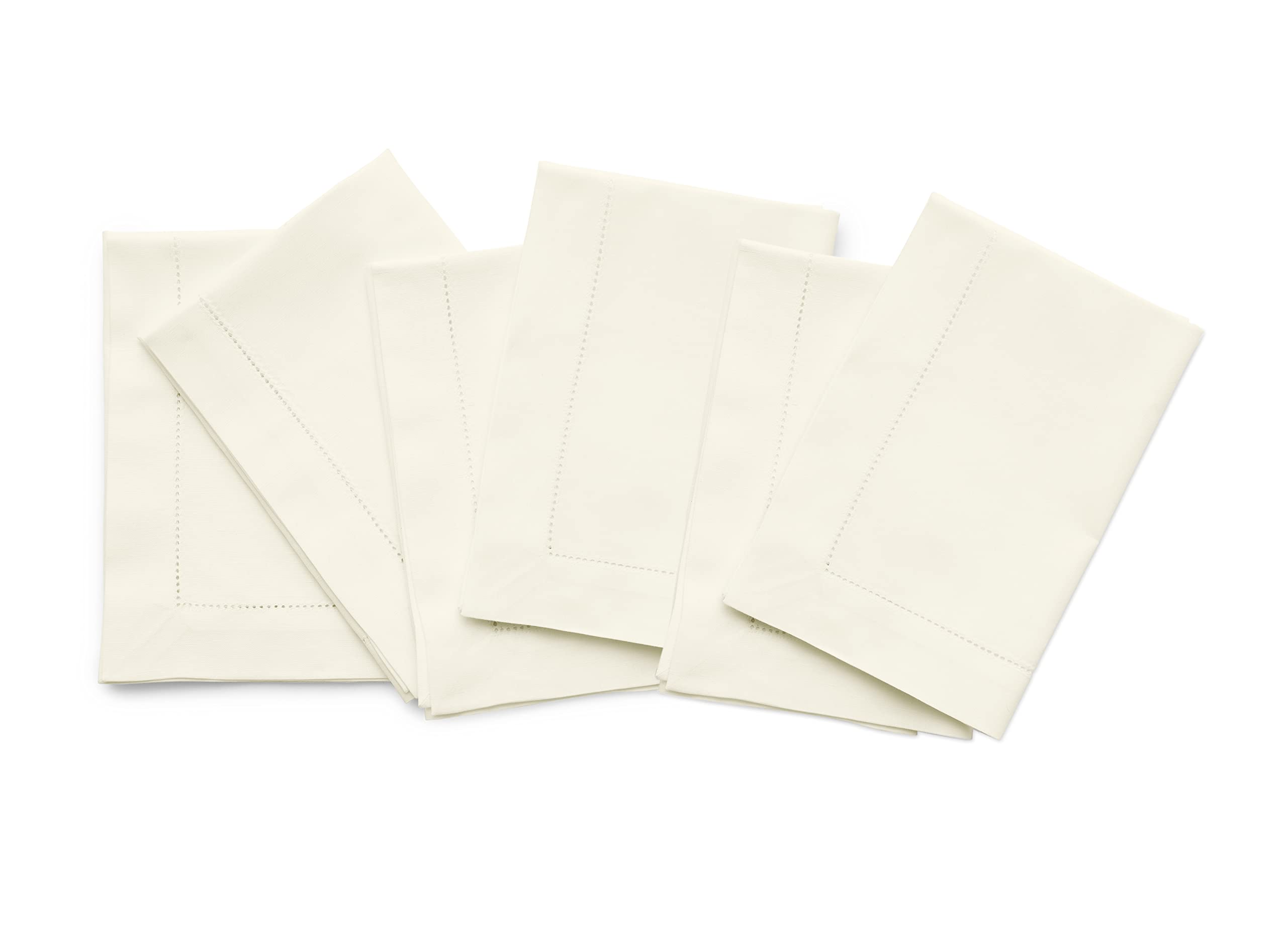 Solino Home Ivory Cloth Napkins Set of 6 – Cotton Linen Hemstitch ...