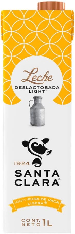 Leche Deslactosada Light , Leche Santa Clara 1 litro, Pack de 12 ...
