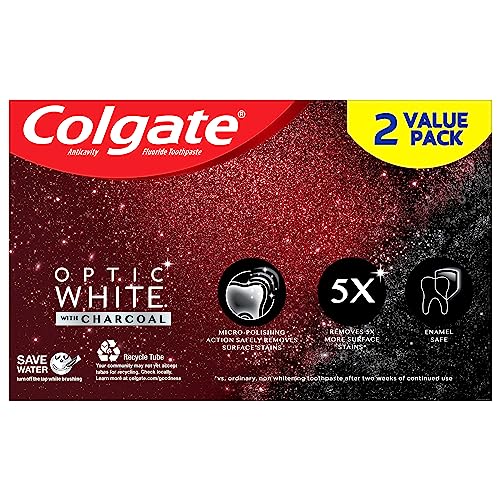 Colgate Optic White with Charcoal Whitening Toothpaste, Cool Mint ...