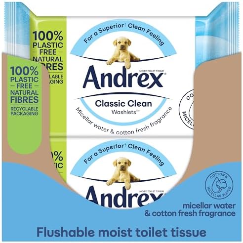 Andrex Classic Clean Washlets, 12 Packs, Flushable Toilet Tissue Wet ...