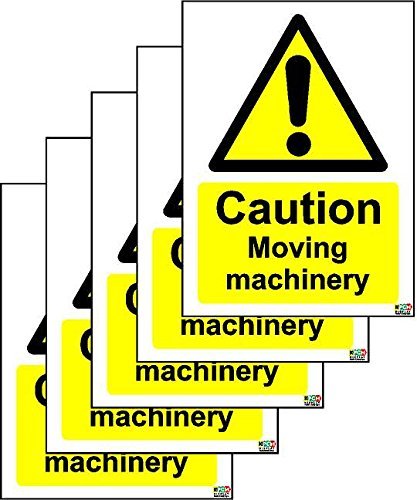 Caution Moving Machinery Safety Sign - Self adhesive stickers 100mm x ...