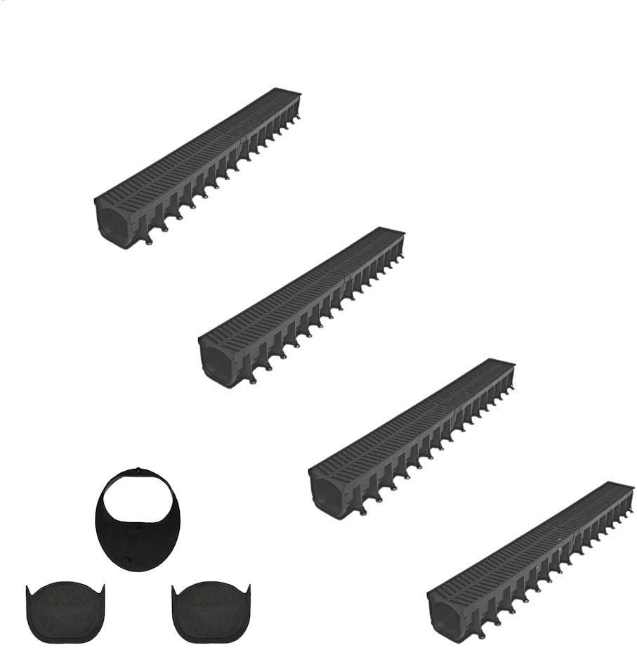 4 x Heavy Duty A15 Shallow Easy Flow Storm Drainage Channel Drain PVC ...
