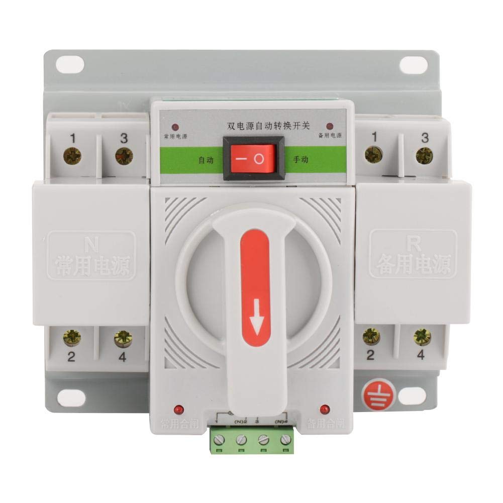 1PC 220V 2 Pole Mini Automatic Dual Transfer Switch 63A Power Change ...