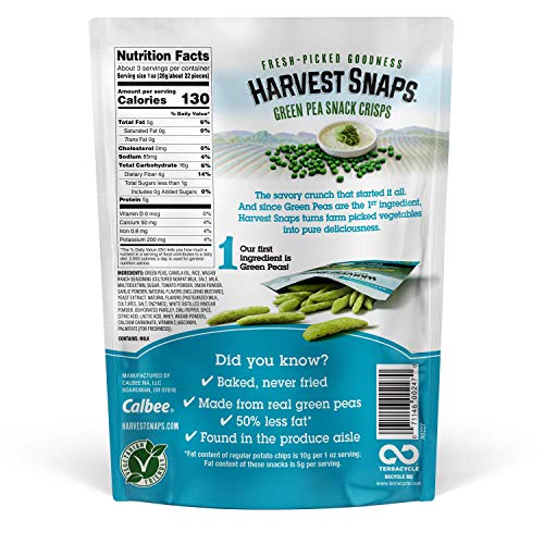 Harvest Snaps Green Pea Snack Crisps Wasabi Ranch, 3.3 oz (Pack of 4 ...