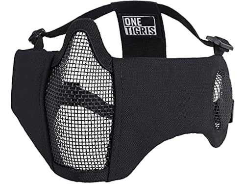OneTigris 6" Foldable Half Face Airsoft Mesh Mask with Ear Protection ...
