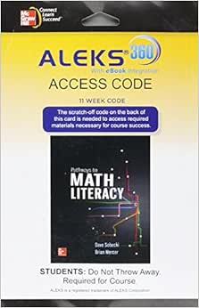 Aleks 360 for Pathways to Math Literacy (11 Weeks) Access Card ...