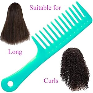 Wide Tooth Comb for Curly Hair,Long Hair,Wet Hair,Detangling Comb Large(cyan) - Black Hair ...