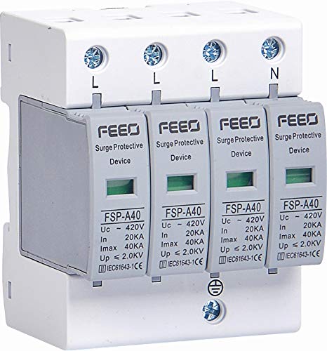 FEEO Plastic AC 4 Pole Surge Protection Device SPD 20 -40 kA (White ...