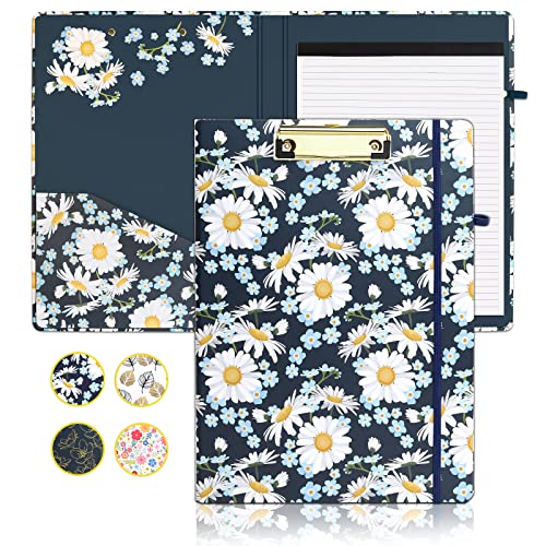 SUNEE Clipboard Folio with Notepad, Gold Low Profile Clip and Interior ...