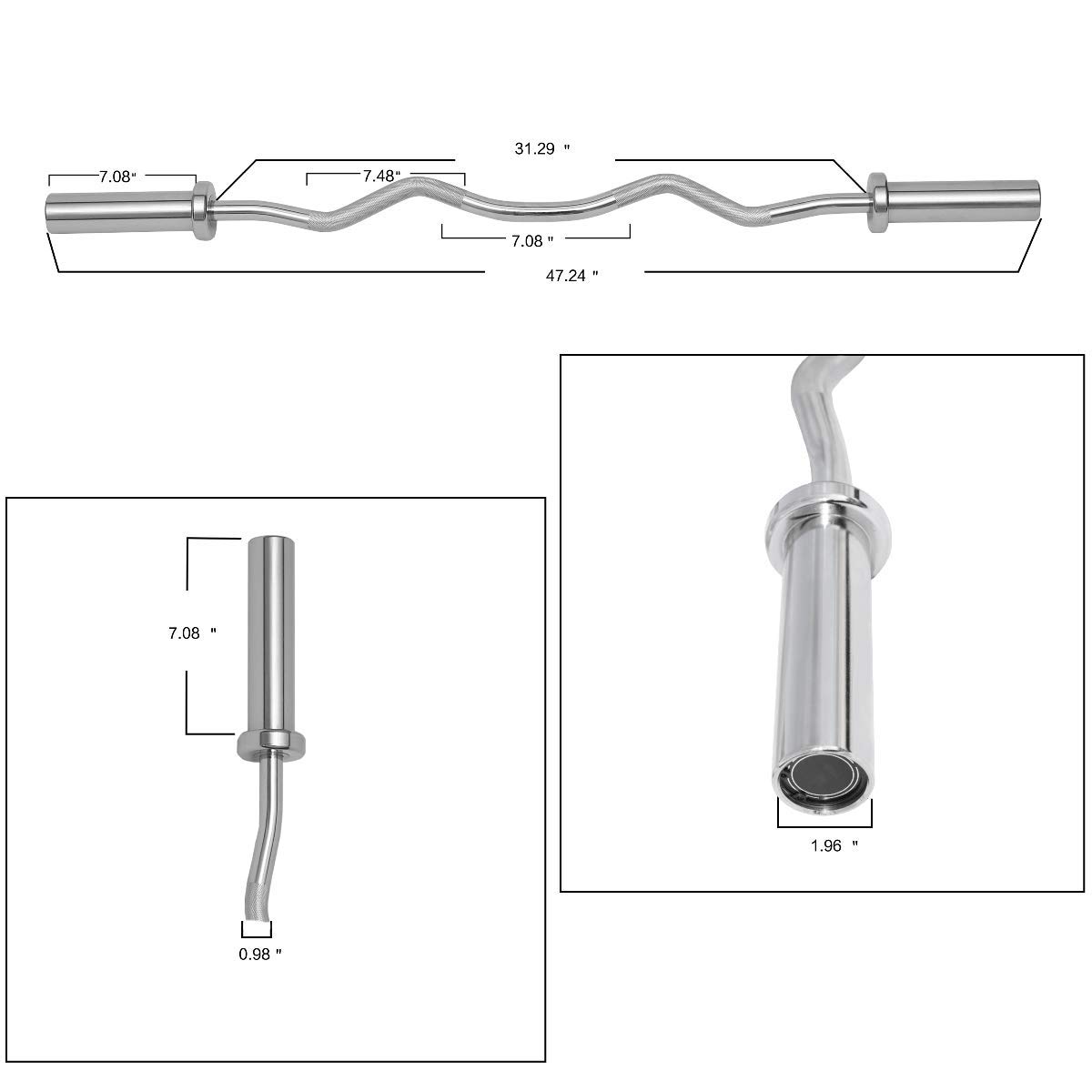 Everyday Essentials Olympic Super Curl Barbell Curl Bar, 48 inch (350 ...