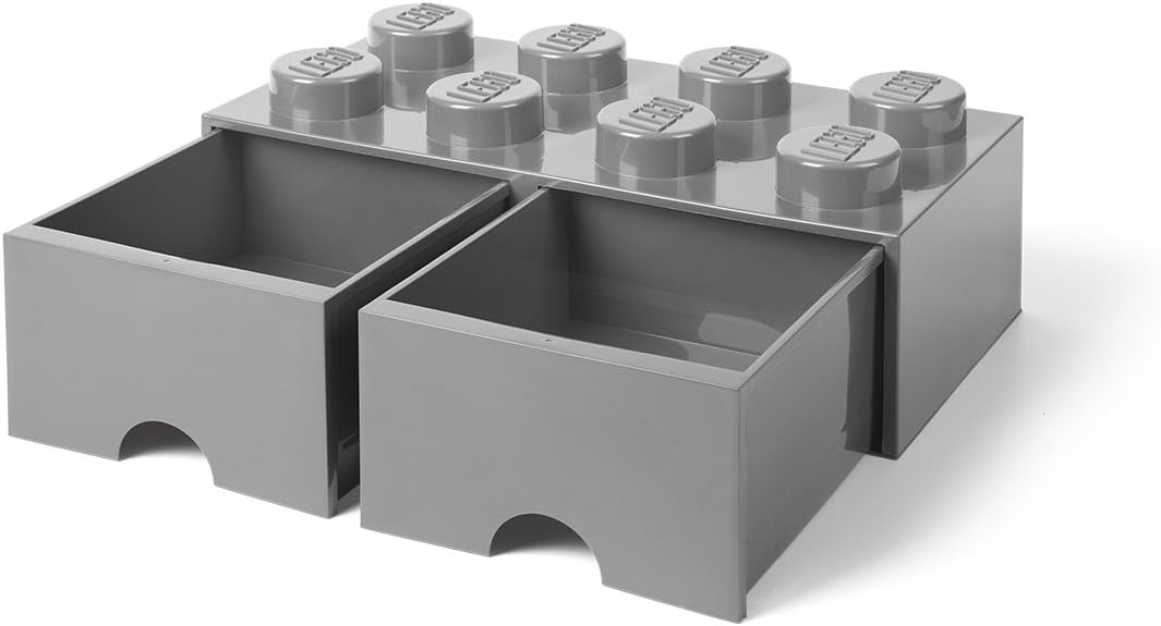 Room Copenhagen Lego Brick 8 Knobs, 2 Drawers, Stackable Storage Box, 9 ...