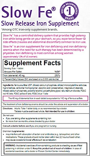 Slow Fe Slow Release Iron Supplement 30 Count per Box - Tanga