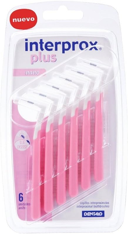 Interprox 0.38 mm Pink Plus Interproximal Brush Nano - Pack of 6 ...