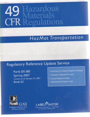 49 CFR Hazardous Materials Regulations HazMat Transportation Parts 105 ...