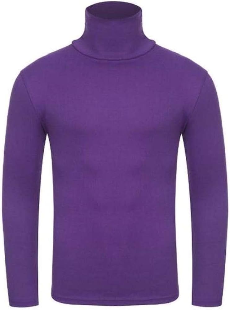Otoño Invierno púrpura Suéter de Hombre Cuello Alto Color sólido Suéter ...