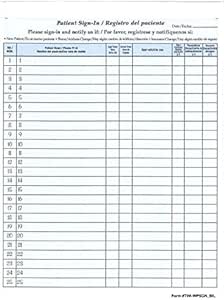 Amazon.com : Patient Sign-in Sheets, Bilingual 8-1/2" X 11" (Blue ...