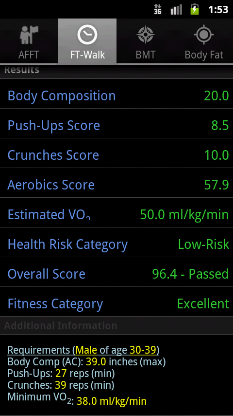 USAF PFT & BMT Calculator:Amazon.com:Appstore for Android