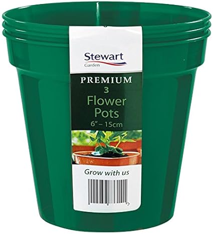 Stewart 4833004 15 cm Flower Pot - Green (Pack of 3): Amazon.co.uk ...