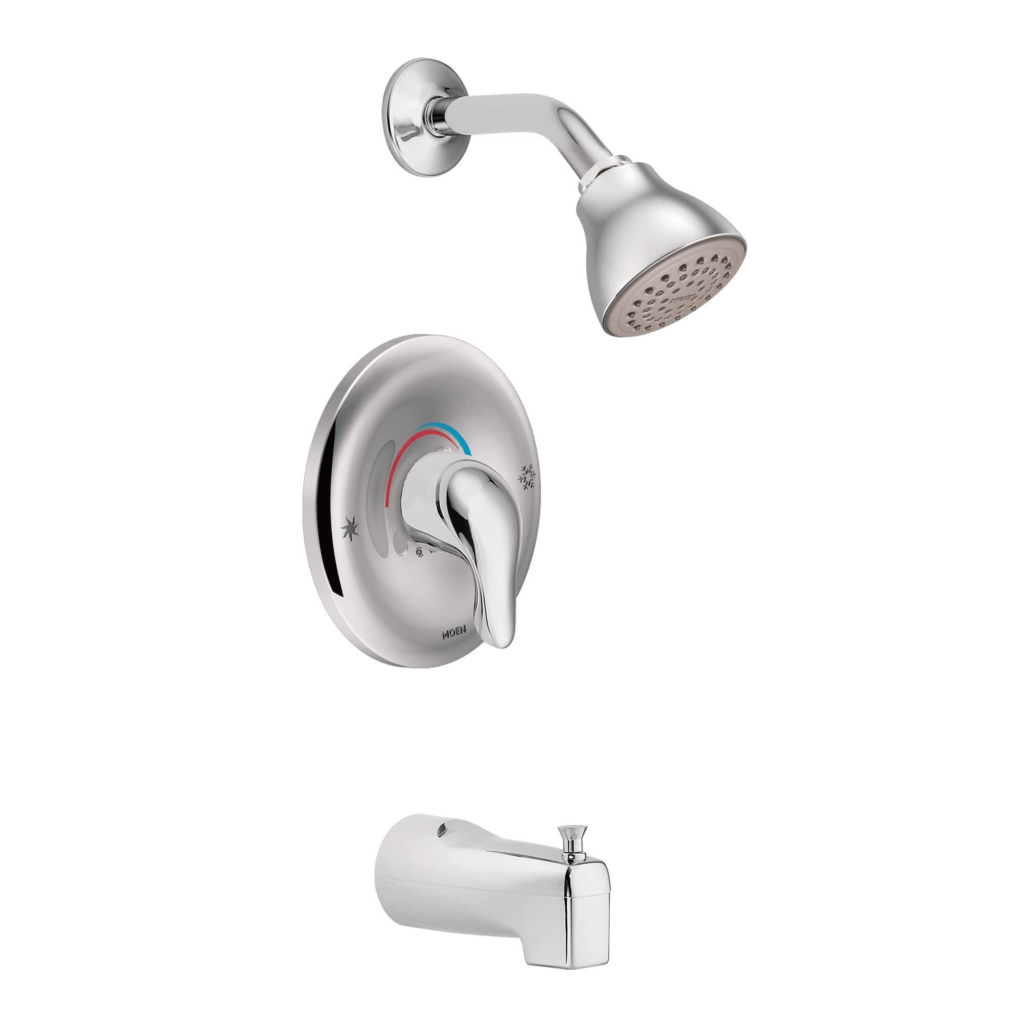 Moen Chateau Chrome Posi-Temp Bathtub Trim Kit with Shower Head, Lever Handle, and Tub Spout ...