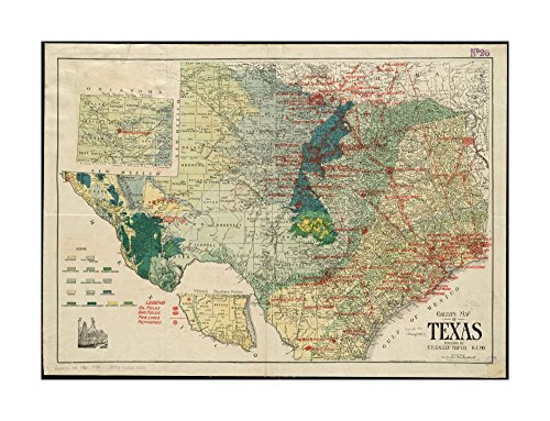Buy 1917 Map Texas Oil and Geological Map|Shows Oil Fields, Gas Fields ...