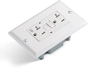 GFCI Outlet Electrical GFI Receptacle - 20 Amp Electric Outdoor White ...