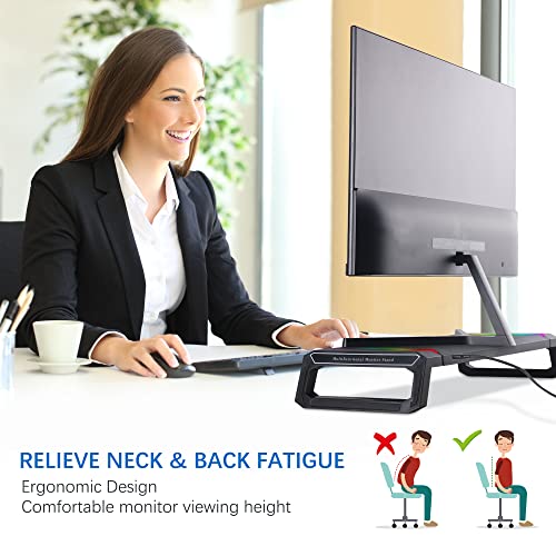TopMate Monitor Stand for Desk RGB Gaming Lights with USB 3.0 Hub ...