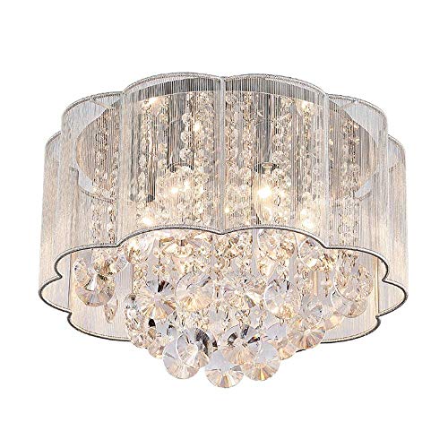 Bestier Modern Crystal Raindrop Drum Chandelier Lighting Flush Mount ...