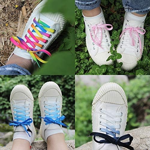5 Pairs Flat Coloured Rainbow Shoe Laces 120cm Long Gradient Shoelaces ...